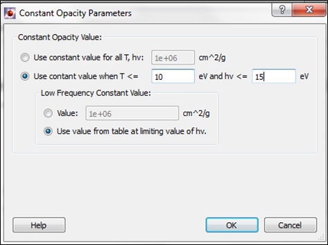 Opacity parameters